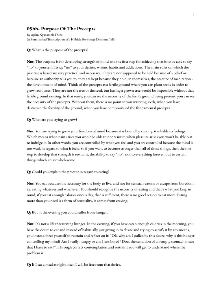 05hh - Purpose of The Precepts | PDF