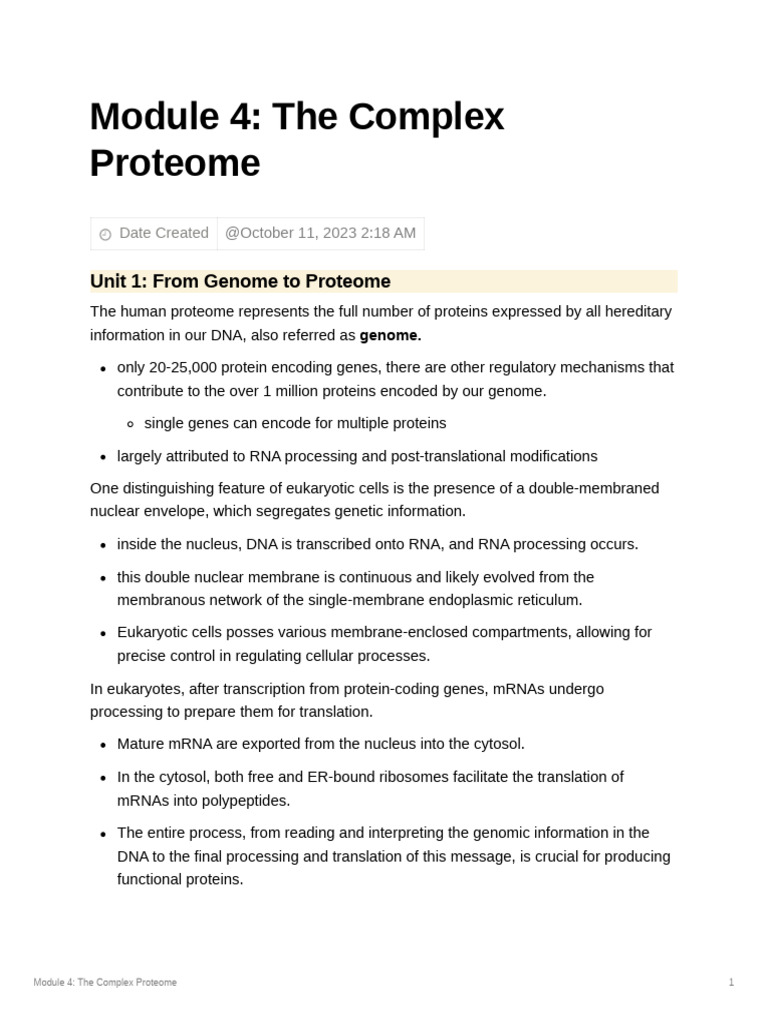 Module 4 The Complex Proteome | PDF | Rna Splicing | Insulin