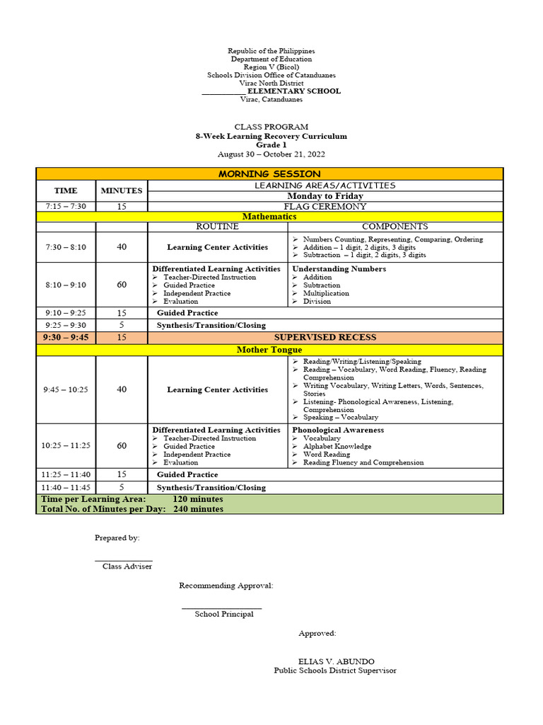 8 Week LRC Class Program Corrected | PDF | Reading Comprehension | Vocabulary