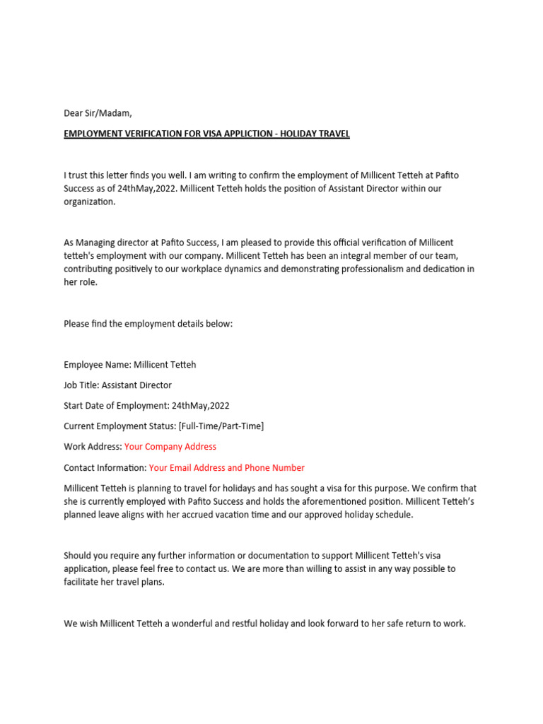 Employment Verification for Visa | PDF | Career & Growth | Business