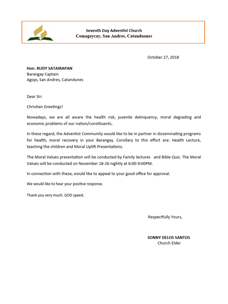Letter For Brgy - Captain | PDF