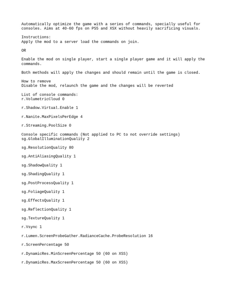 Ark Asa Console Optimizations | PDF