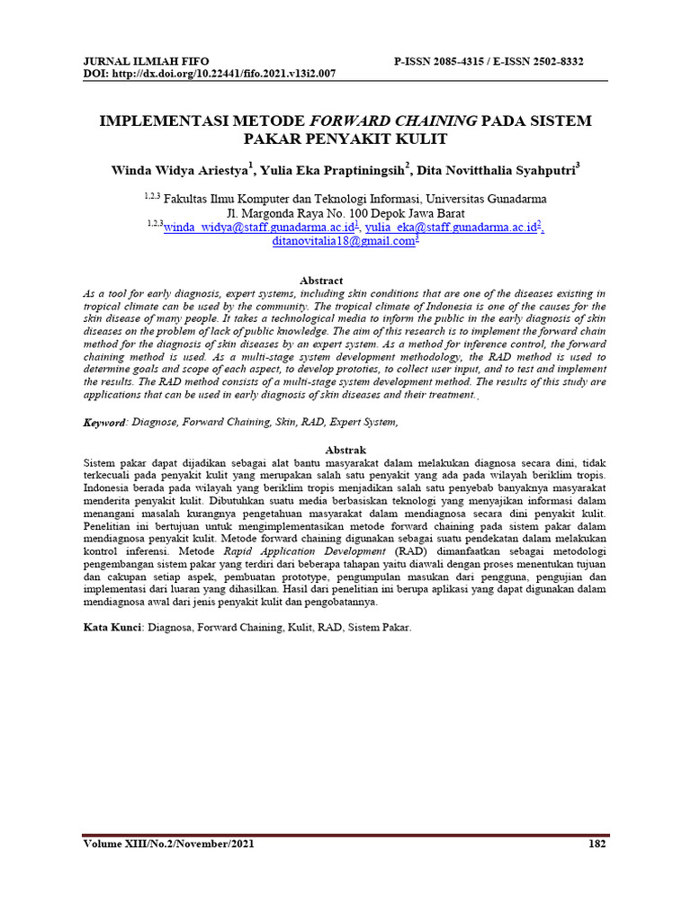 Implementasi Metode Forward Chaining Pad Aa5c5d69 | PDF