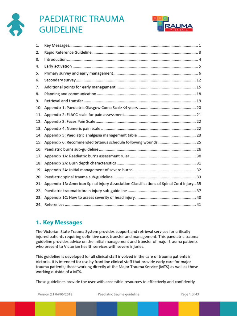 Paediatric Trauma Version 2.1 - 04062018 | PDF