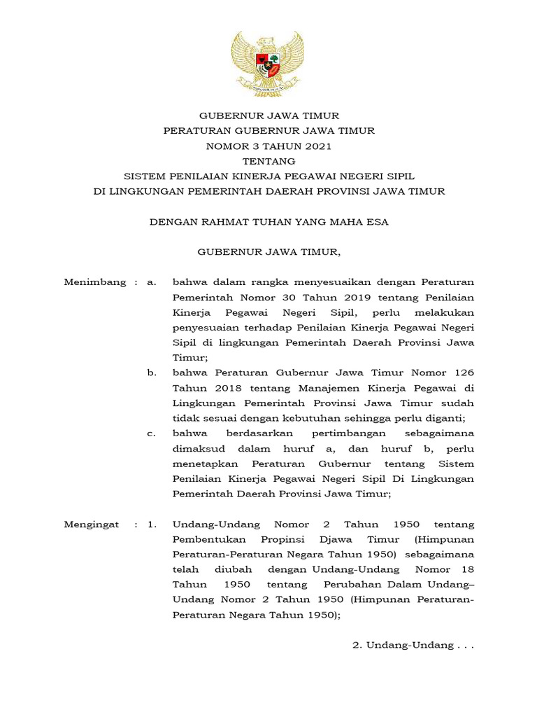 Pergub No 3 Tahun 2020 Tentang Penilaian SKP | PDF Pergub No 3 Tahun 2020 Tentang Penilaian SKP | PDF