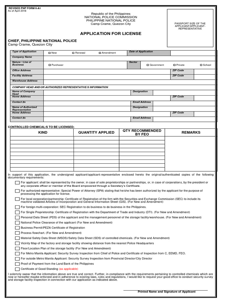 PNP Form 6 A1 Application For License Corporation PURCHASER 1 | PDF