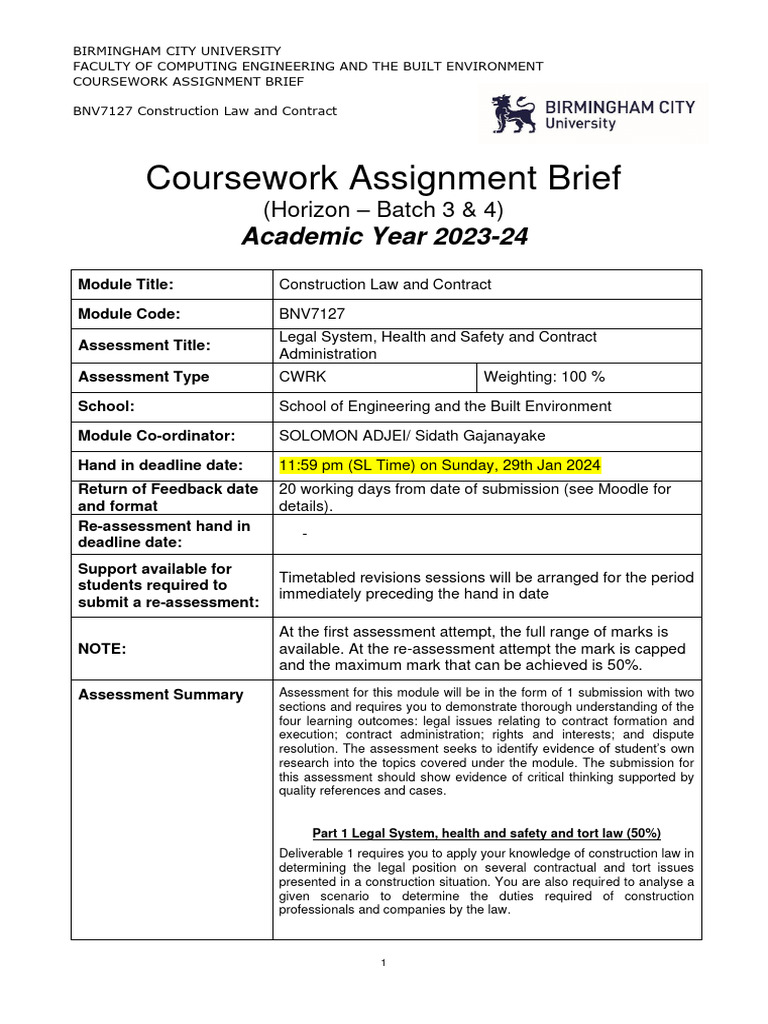BNV7127 CWRK Assessment Brief 2023 - CLC - Horizon | PDF | Alternative Dispute Resolution ...