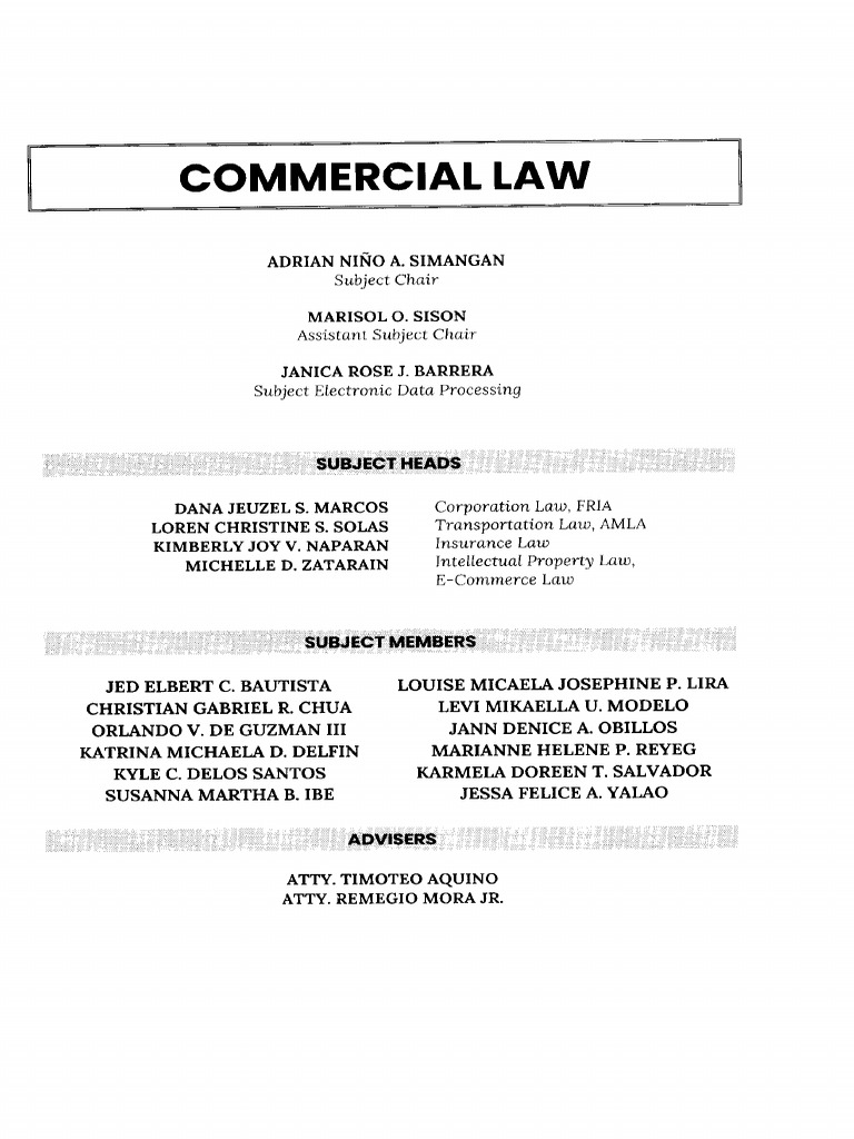 2022 San Beda Red Book - Commercial Law | PDF | Employment | Presidents ...