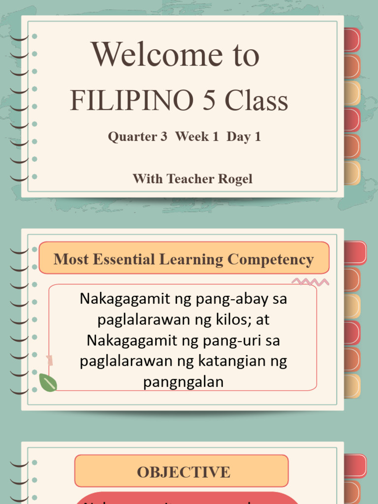 FILIPINO 5. Q3. Week1. Day1 | PDF