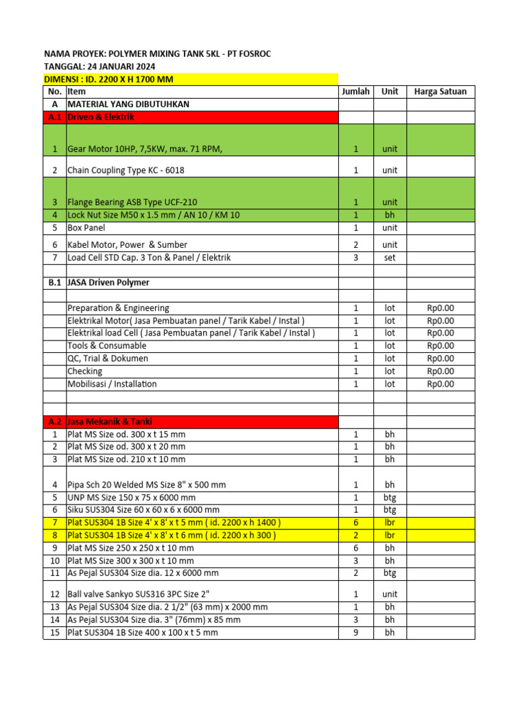 Fabrikasi Polymer Mixing Tank 5KL | PDF