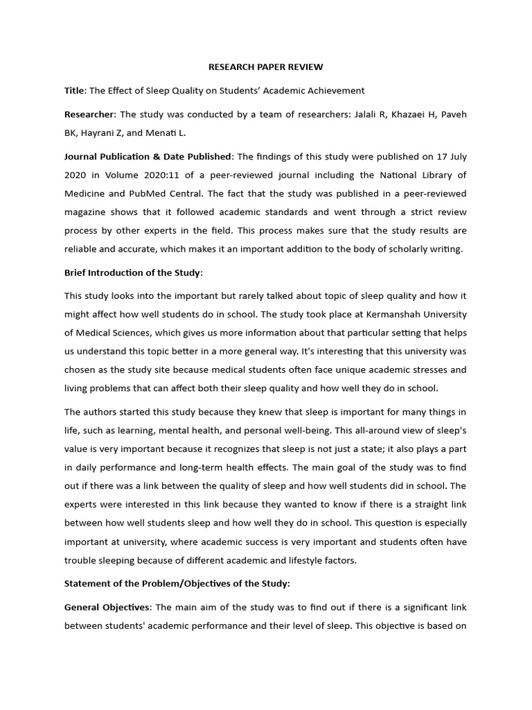 Research Paper Review | PDF