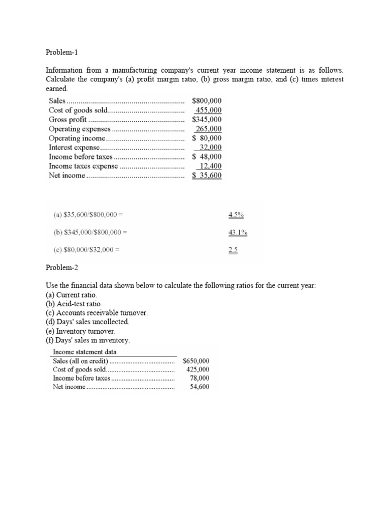 Financial Ratio Calculations | PDF