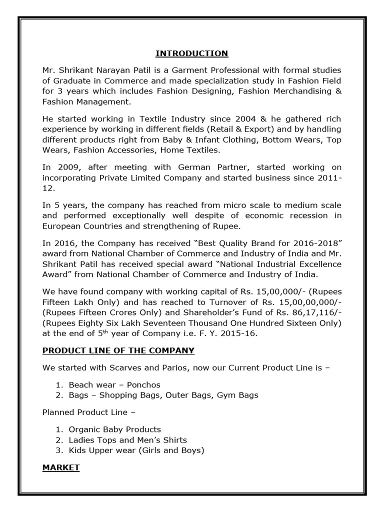 Project Report - Aaroka Fashion Pvt. LTD | PDF