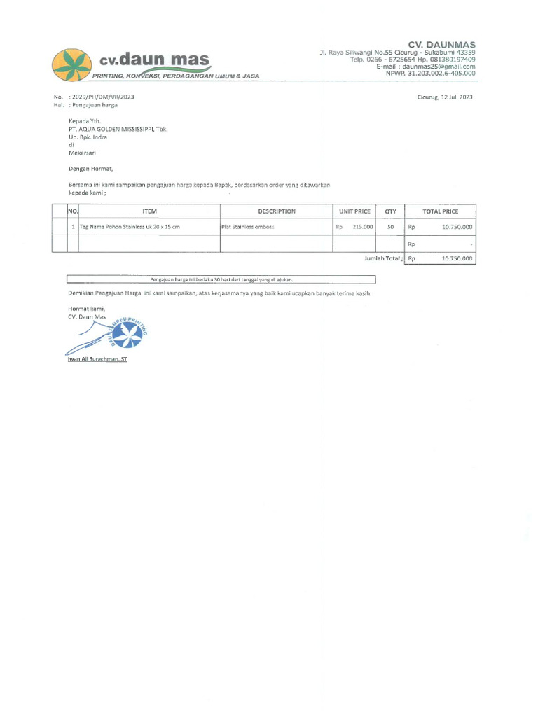 Quott DM Tag Pohon | PDF