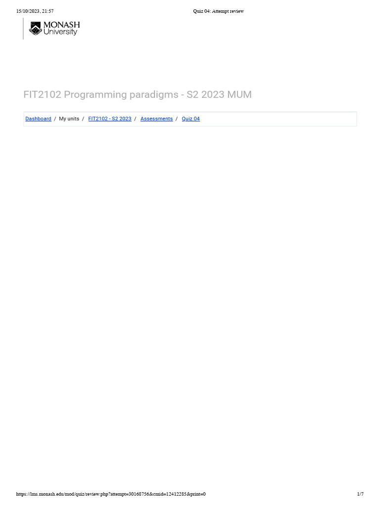 Quiz 04 Attempt Review | PDF