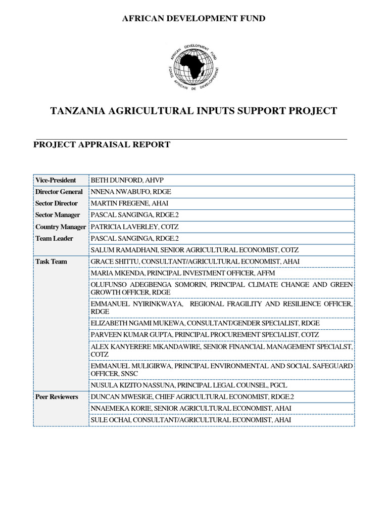 Tanzania Agricultural Inputs Support Project | PDF | Agriculture | Tanzania