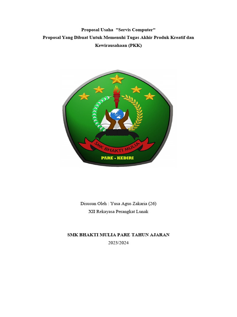 Proposal Usaha Servis Computer Yusa Agus | PDF