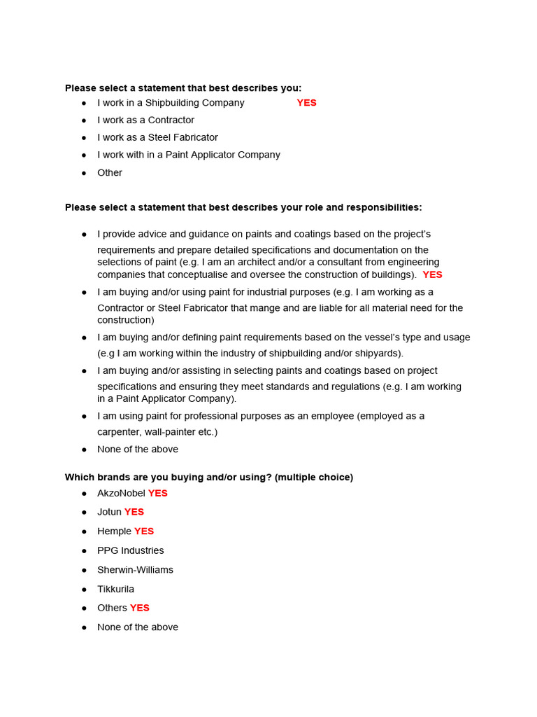 Survey on Paint and Coating Usage | PDF