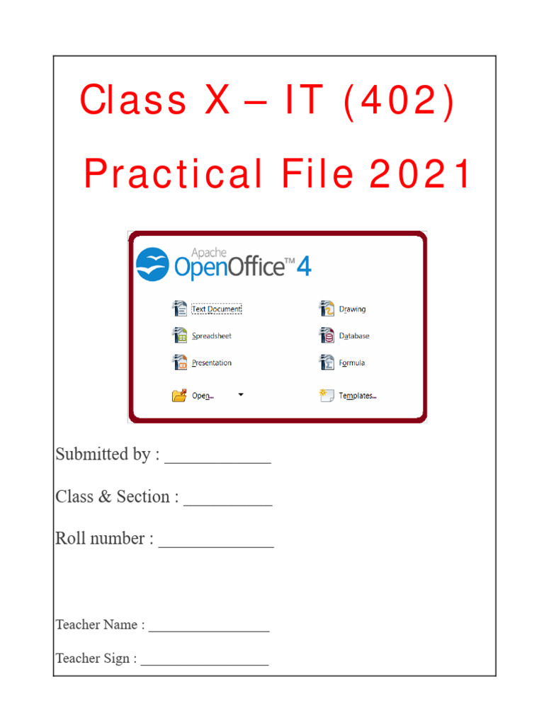 Information Technology 402 Class 10 Practical File 2021 Pdf