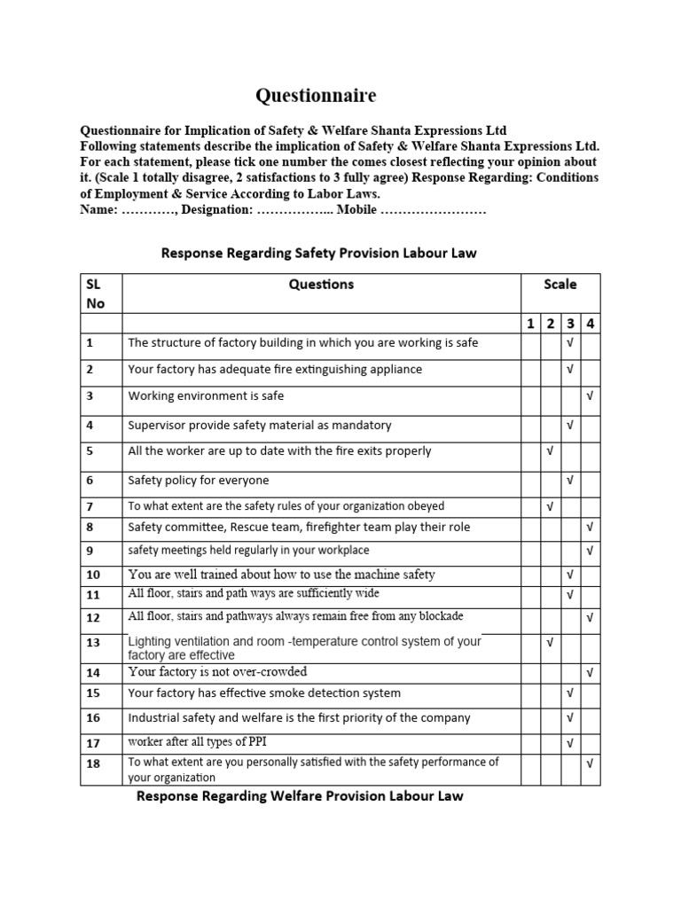 Questionnaire For Implication of Safety | PDF