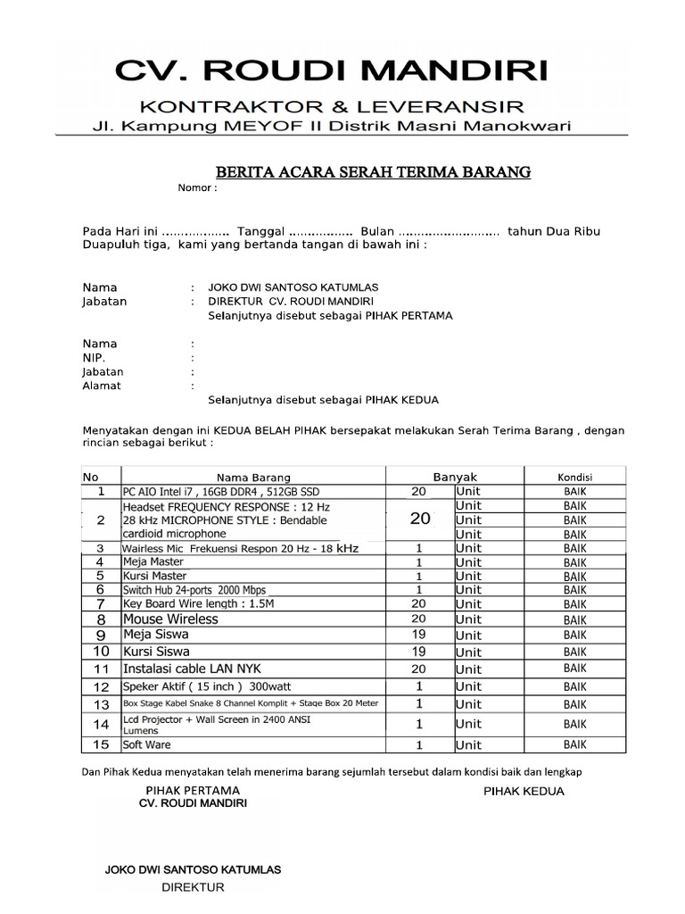 Bast Cv. Roudi Mandiri | PDF