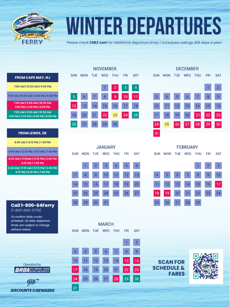 Cape May Lewes Ferry Fall-Winter-Schedule-2023-2024 | PDF