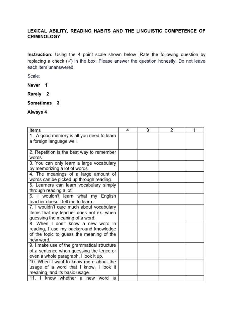 Santuele Survey Questionnaire 3 | PDF | Vocabulary | English Language