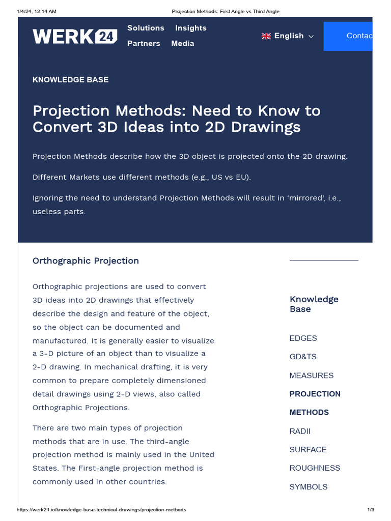 Projection Methods - First Angle Vs Third Angle | PDF | Computers ...