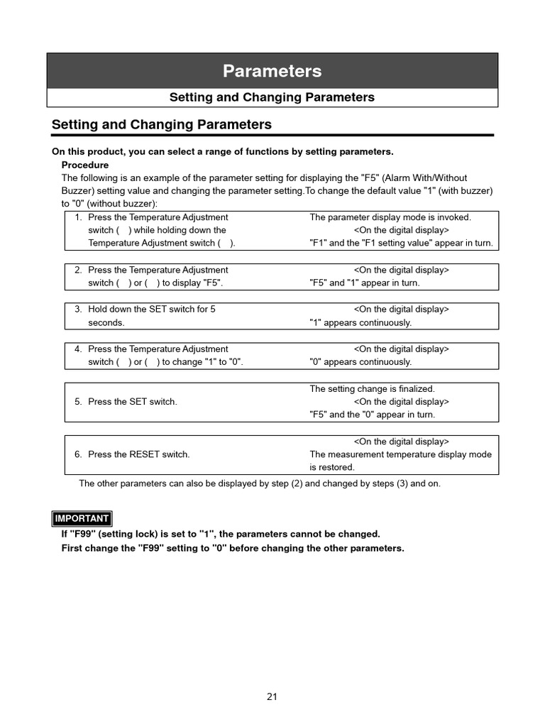 Parameters: Setting and Changing Parameters | PDF