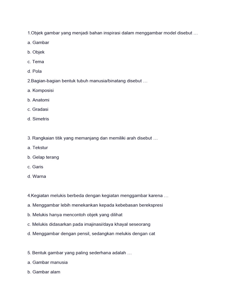 Soal Menggambar Model Dan Ilustrasi | PDF