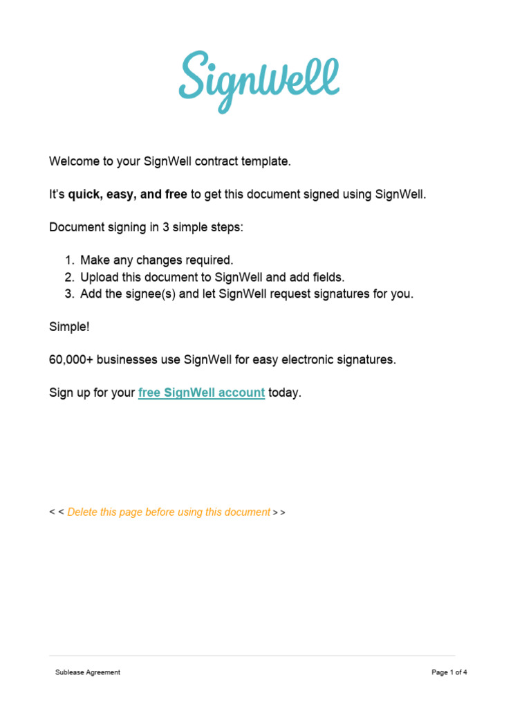 Simple Sublease Agreement Template | PDF