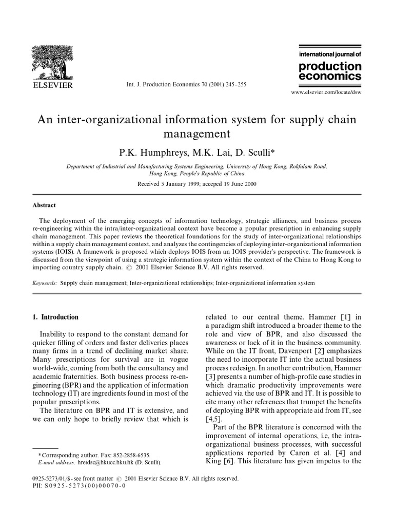 An Interorganizational Information System For SCM | PDF | Supply Chain | Supply Chain Management