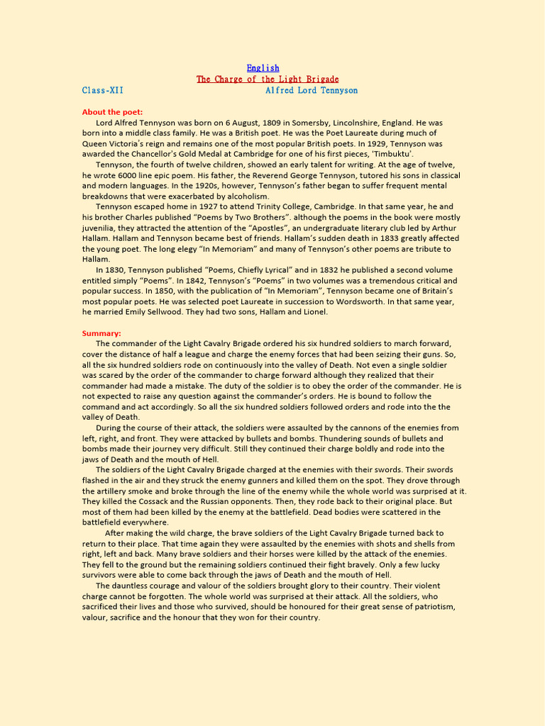 The Charge of The Light Brigade. English | PDF | History
