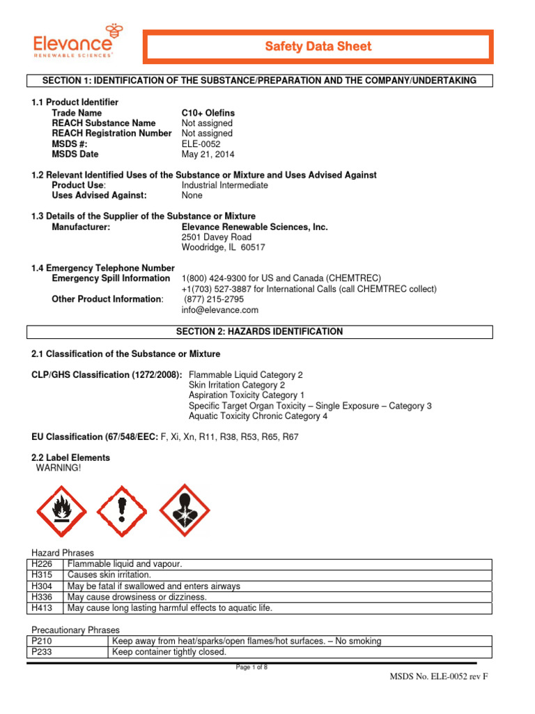 MSDS - C-10+ Olefins | PDF