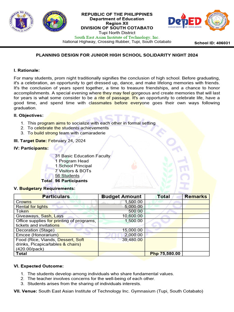 Planning Design For Solidarity Night 2023 | PDF