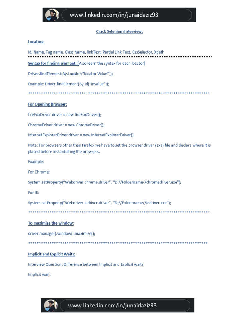 Selenium & Java Interview Question | PDF Selenium & Java Interview Question | PDF