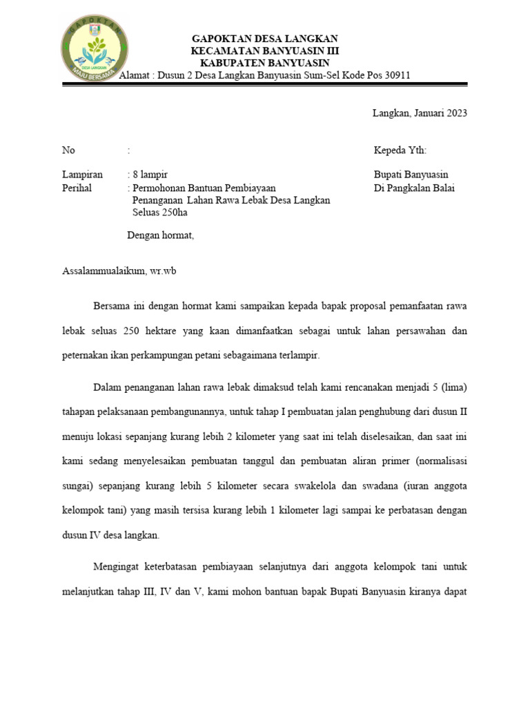 Kop Surat Kelompok Tani Langkan Revisi Ok | PDF
