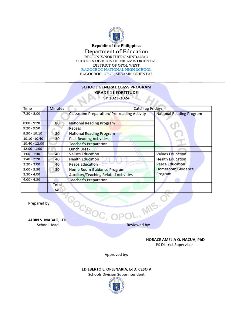 CATCH UP FRIDAY CLASS PROGRAM | PDF | Educational Organizations | Cognitive Science