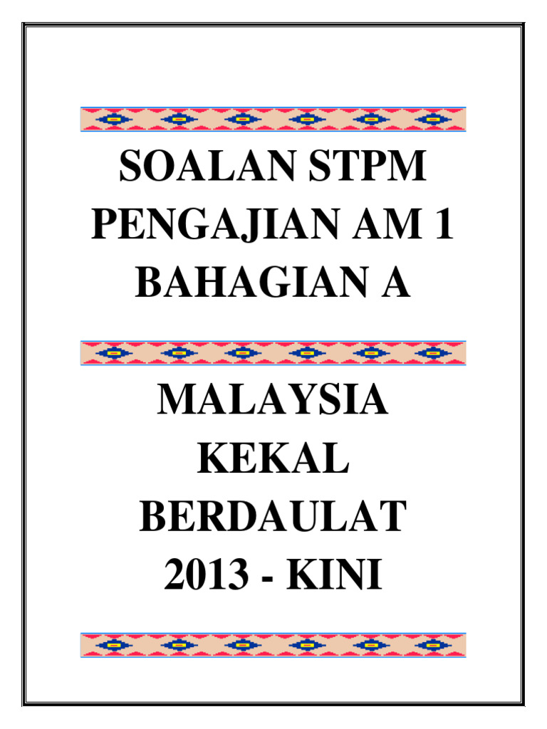 STPM 2013 - 2023 Bahagian A - New | PDF