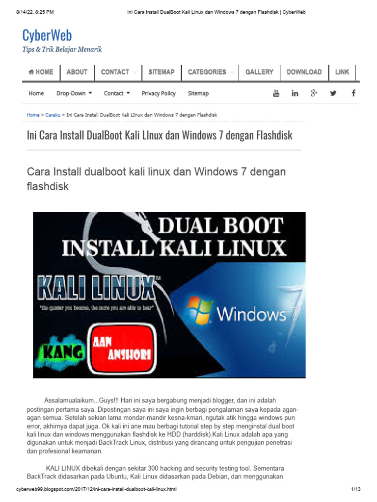 Ini Cara Install DualBoot Kali LInux Dan Windows 7 Dengan Flashdisk | PDF