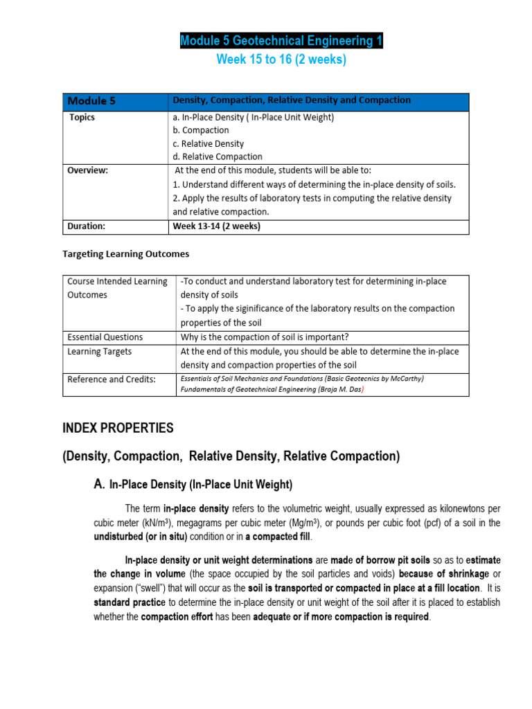 Module 5 Geotechnical Engineering BSRE 1st 23 24 1 | PDF Module 5 Geotechnical Engineering BSRE 1st 23 24 1 | PDF