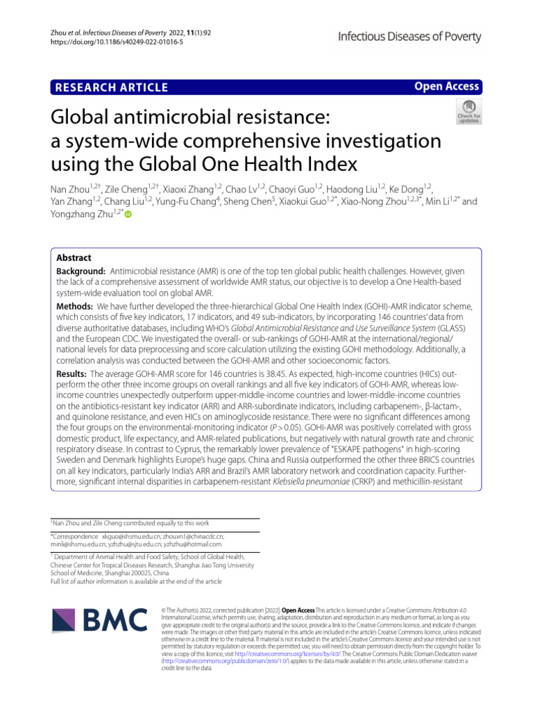 Global Antimicrobial Resistance A System-Wide Comprehensive ...