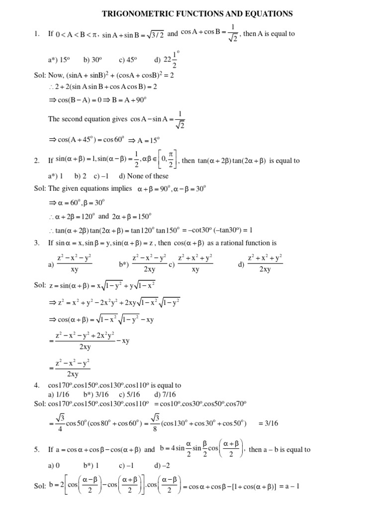 Trigonometry-1 (5.9.2023) | PDF | Functions And Mappings | Geometric Measurement