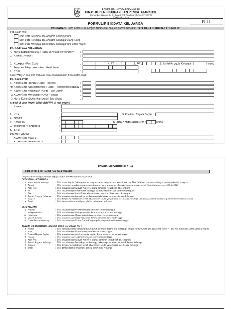 Formulir F1 01 | PDF