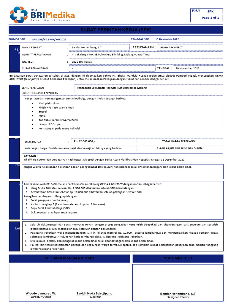 SPK.001 - Set Lemari Poli Gigi | PDF