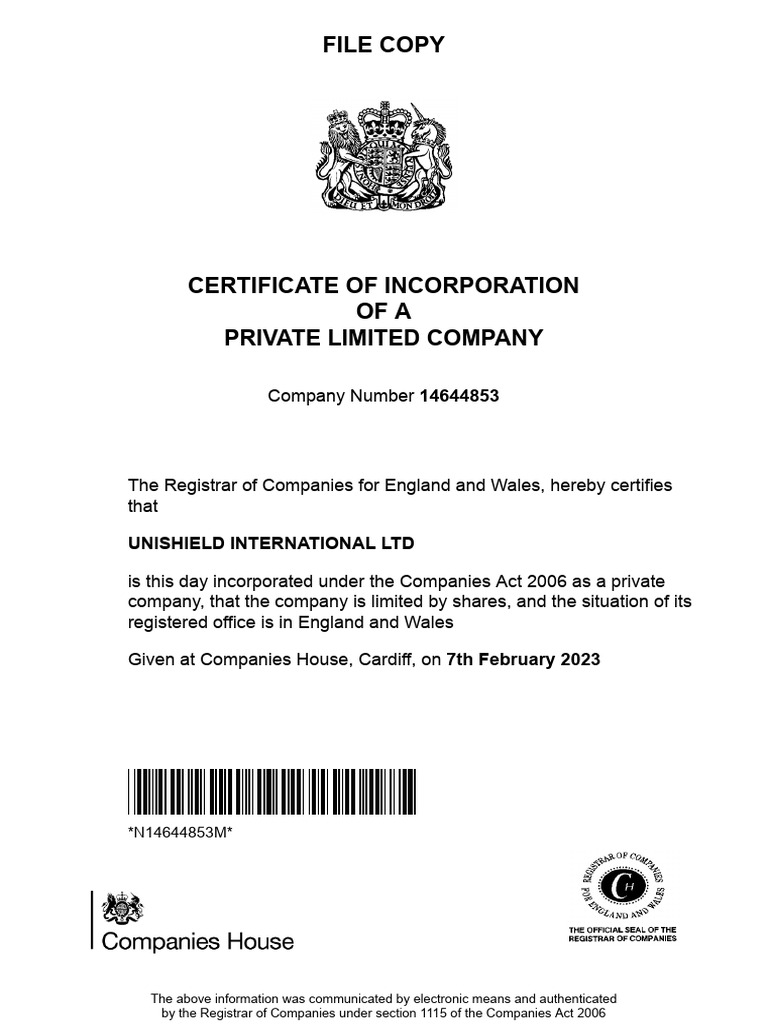 IN01 Application To Register A Company | PDF