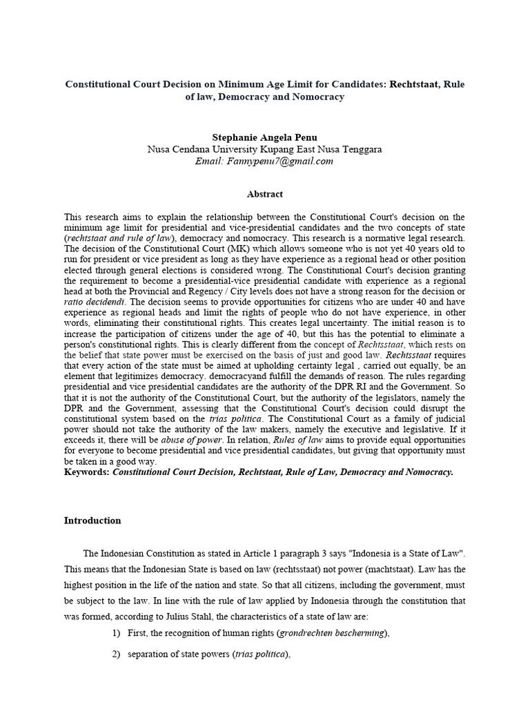 Stephanie Angela Penu - Constitutional Court Decision On Minimum Age ...