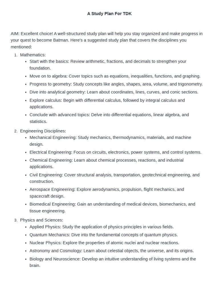 A Study Plan For TDK BeJhepma | PDF | Computers