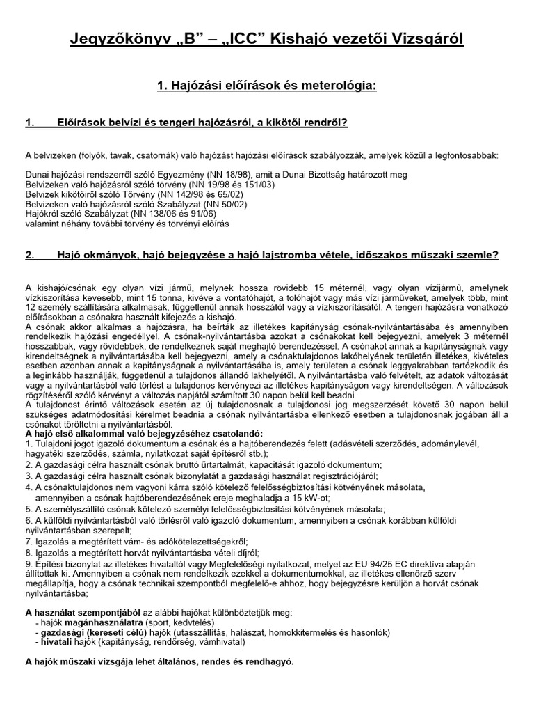 Horvat ICC Vizsga Kérdések | PDF