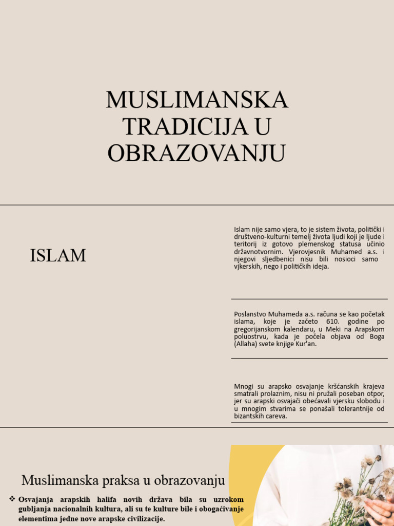 Muslimanska Tradicija U Obrazovanju | PDF